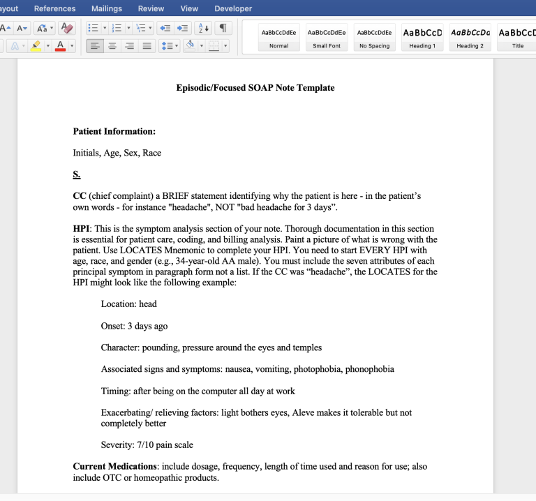 Best Pediatric Soap Note Example: Episodic SOAP Note: